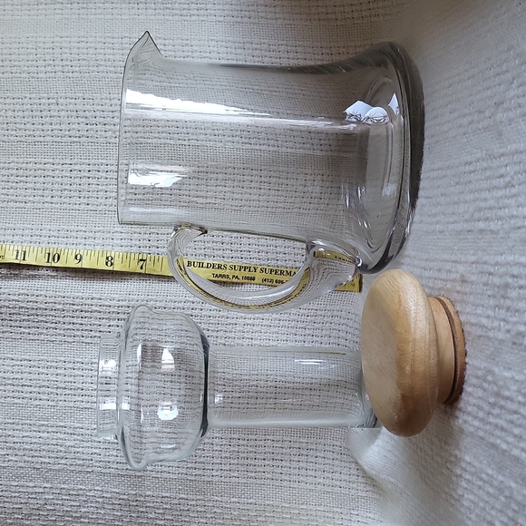 Dining | Glass Pitcher W Ice Insert And Wooden Lid Hold 24 Oz | Poshmark